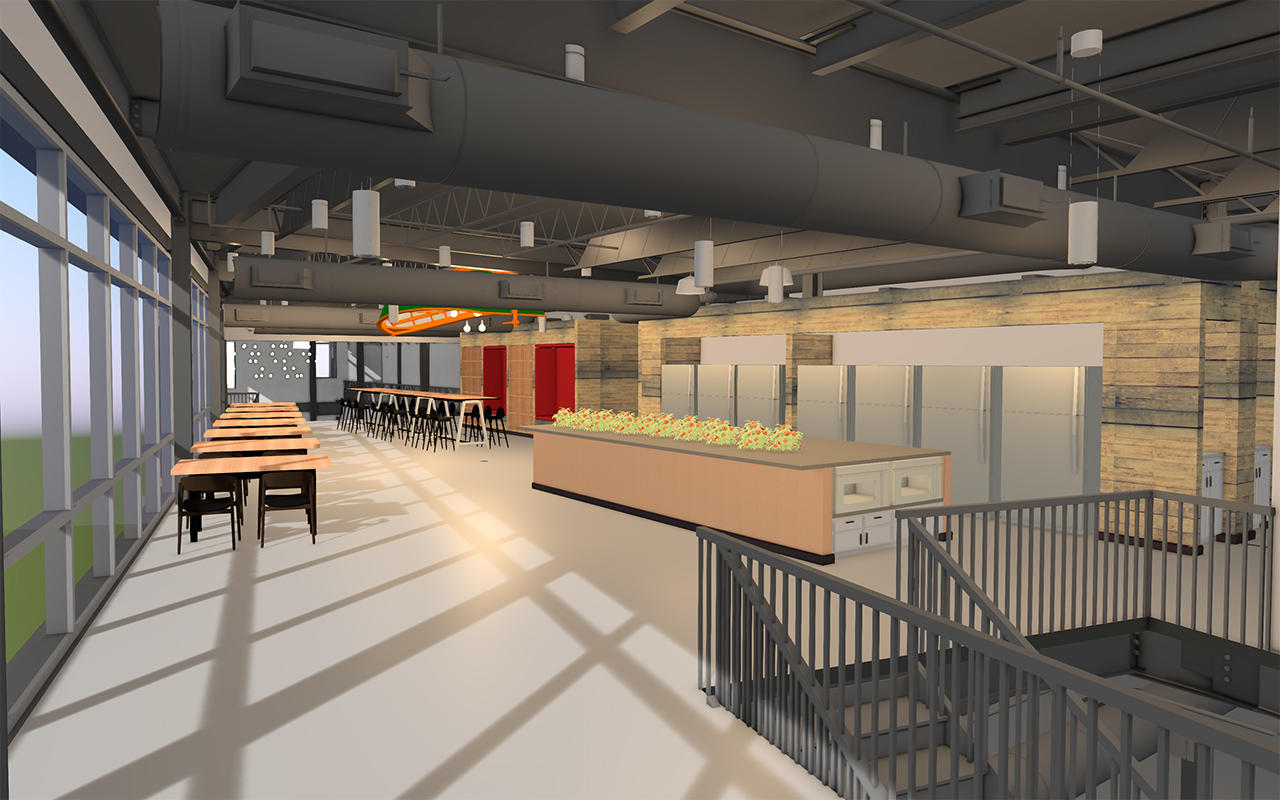 Manufacturing addition and renovation reflects nature